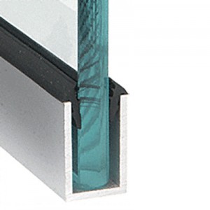 16mm Polished Aluminium U Channel With Gasket For 10mm Glass