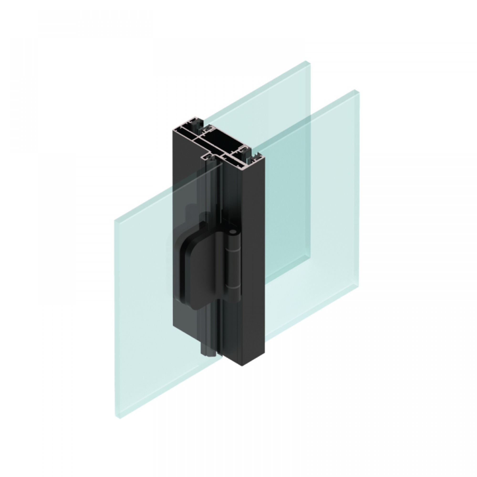 Double Glazed Partition To Door Frame Profile - Black