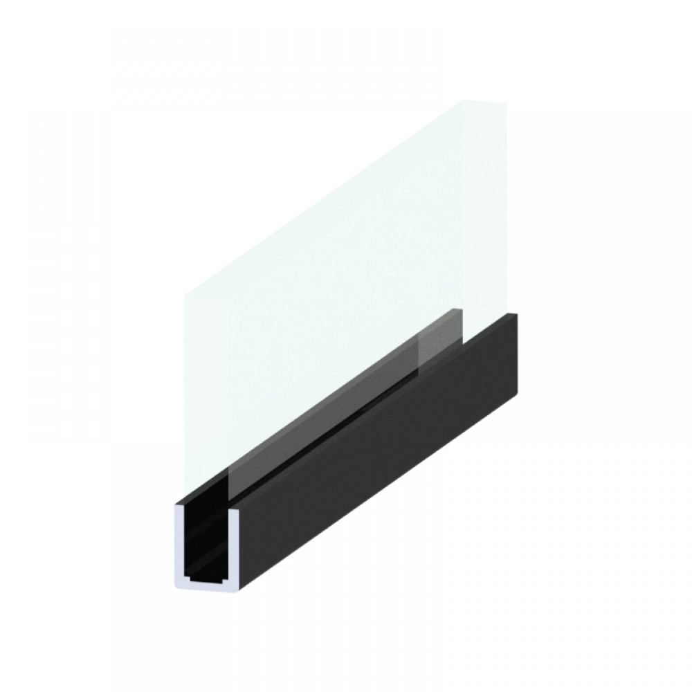Loft Style Perimiter U Profile - 8mm Glass - Black