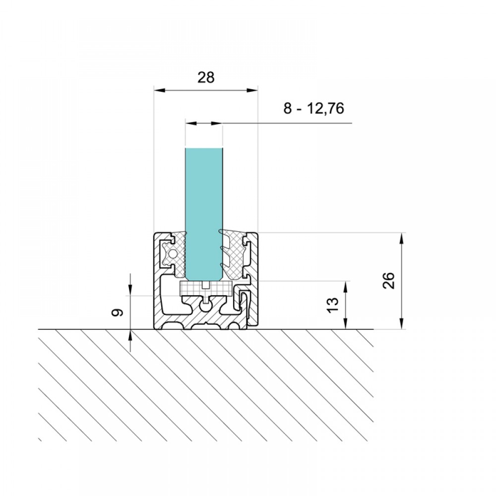 26 x 28mm Base Profile & Cover - Anodised
