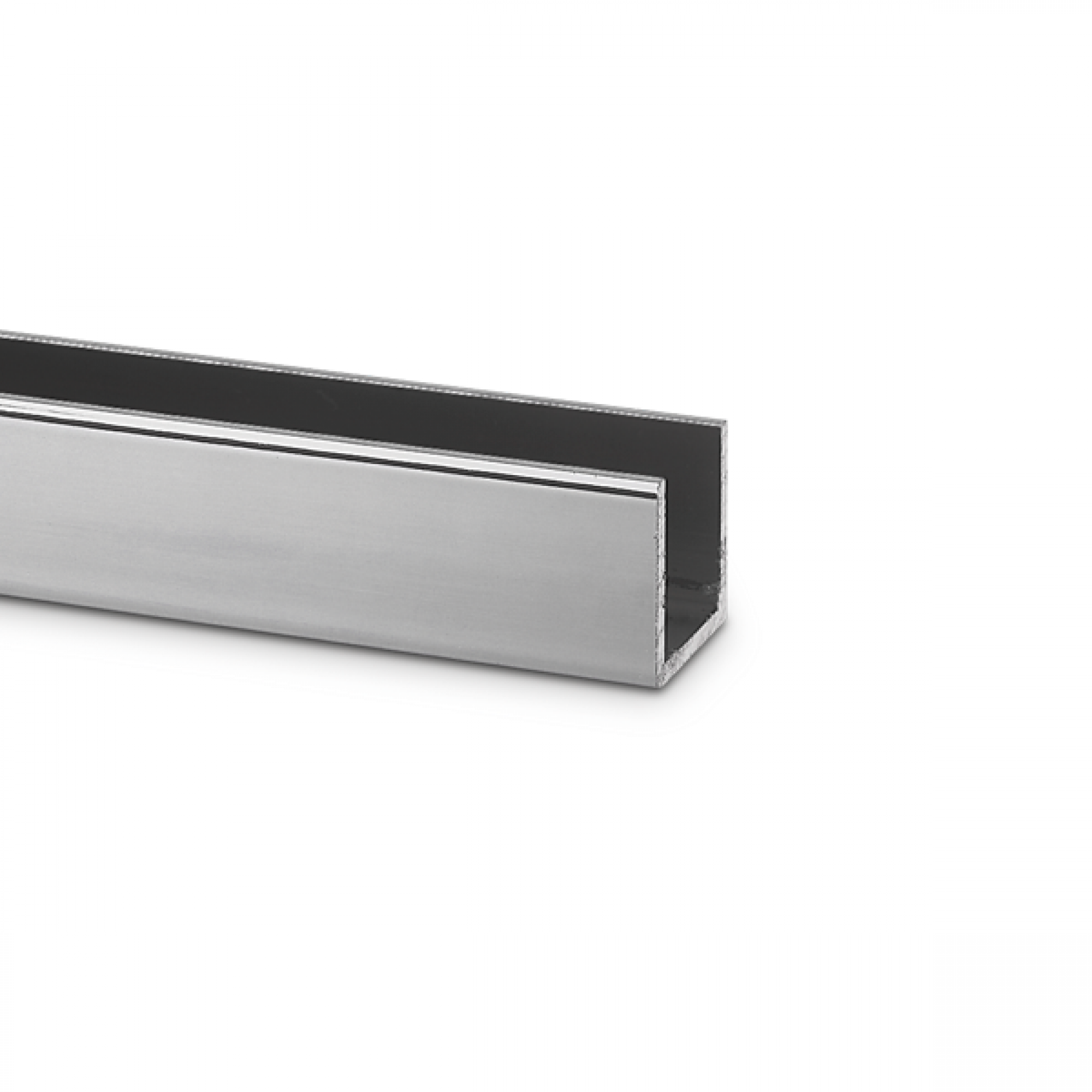 15mm Polished Silver U Channel For 10mm Thick - 3.66 mtrs