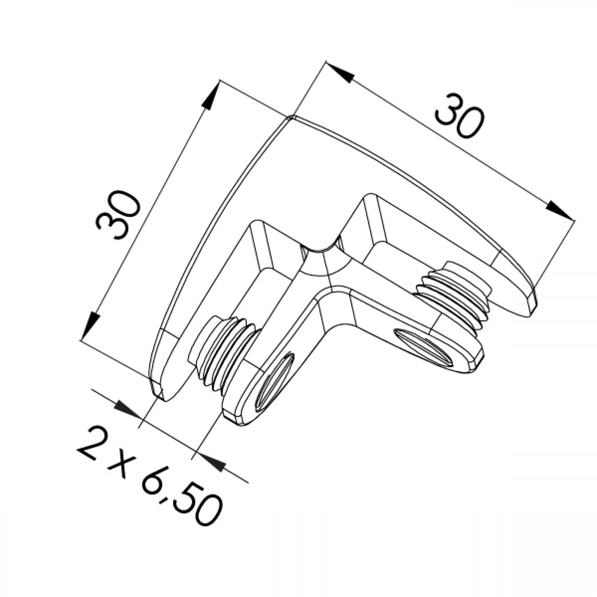 2 Way Assembly Bracket - Polished Chrome