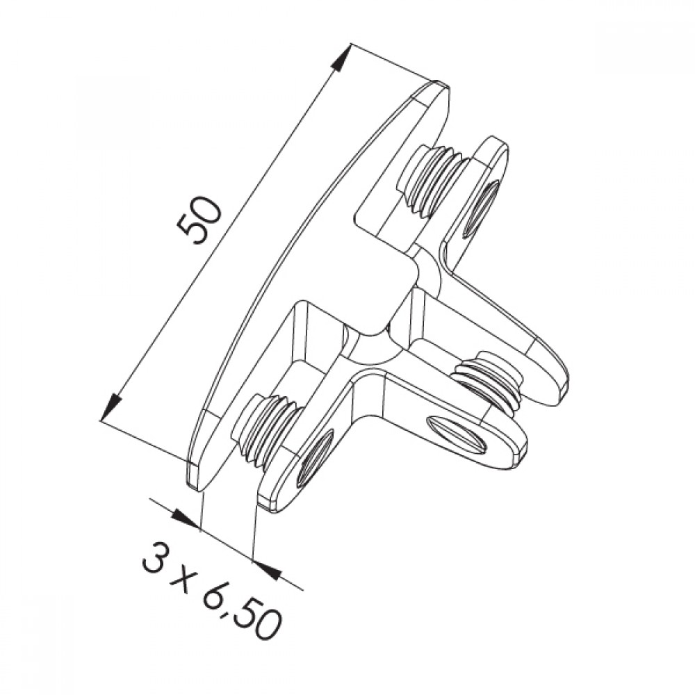 3 Way Assembly Bracket - Polished Chrome