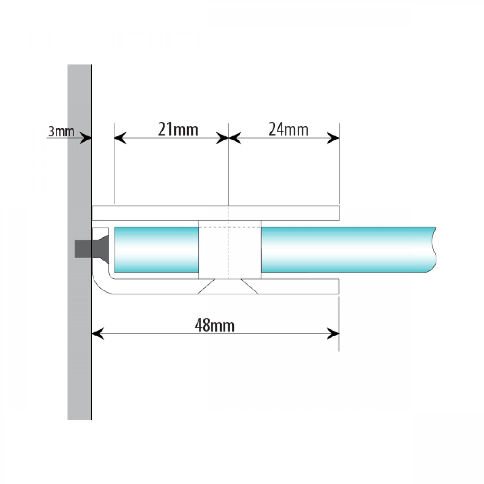 Wall Mount Fixed Panel Glass Clamp _ Satin Chrome