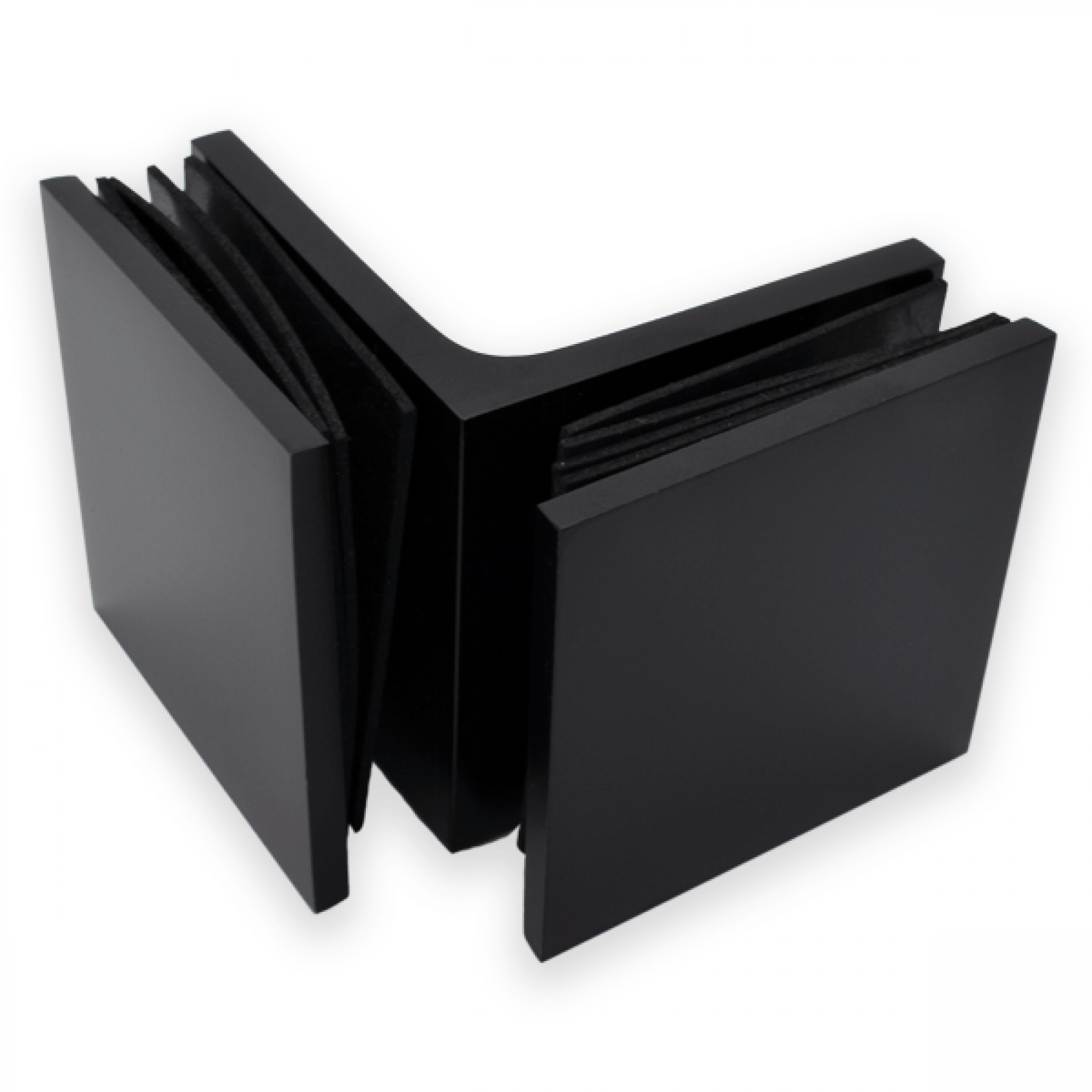 90 Degree Glass To Glass Fixing - Square Range - Black
