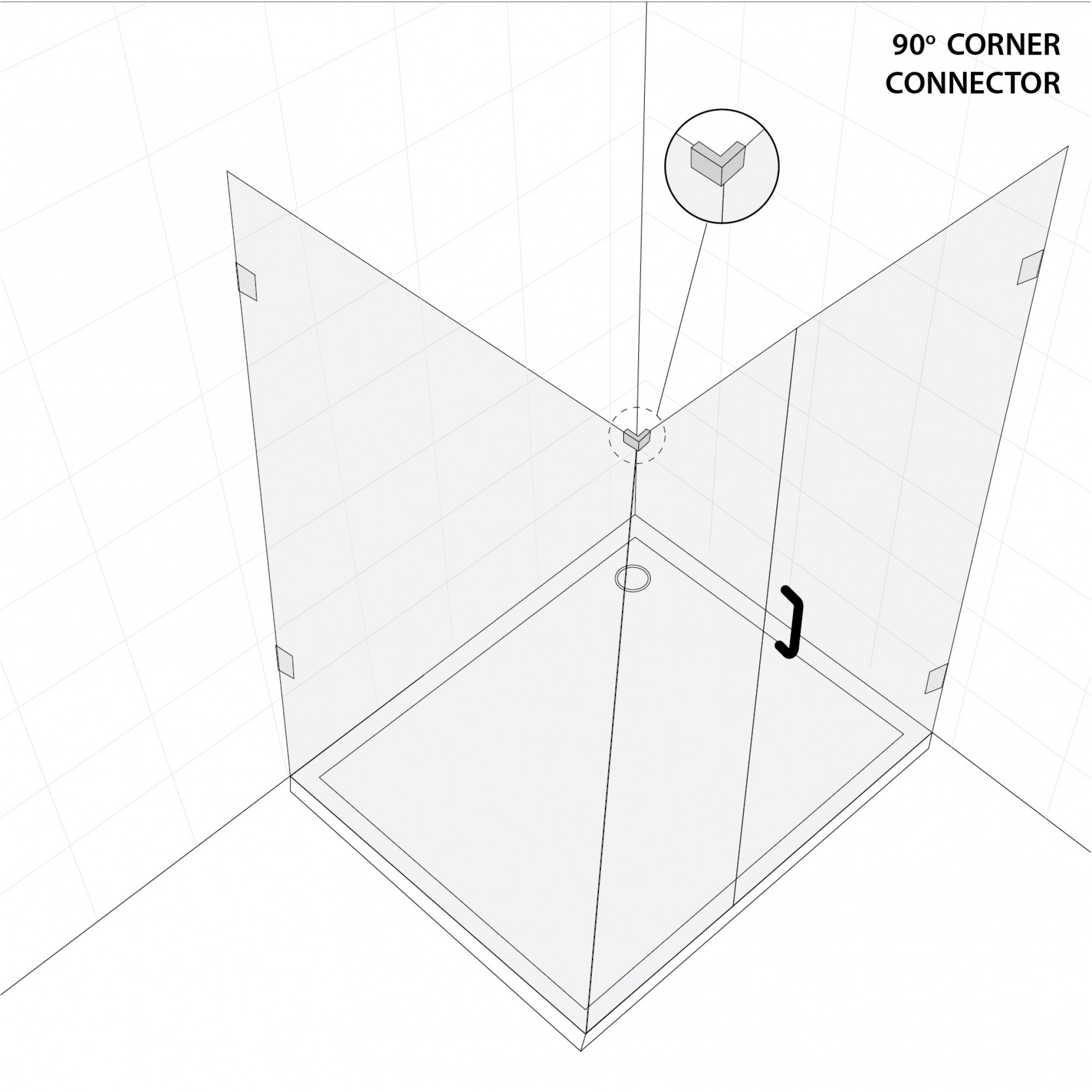90 Degree Corner Connector - Polished Chrome