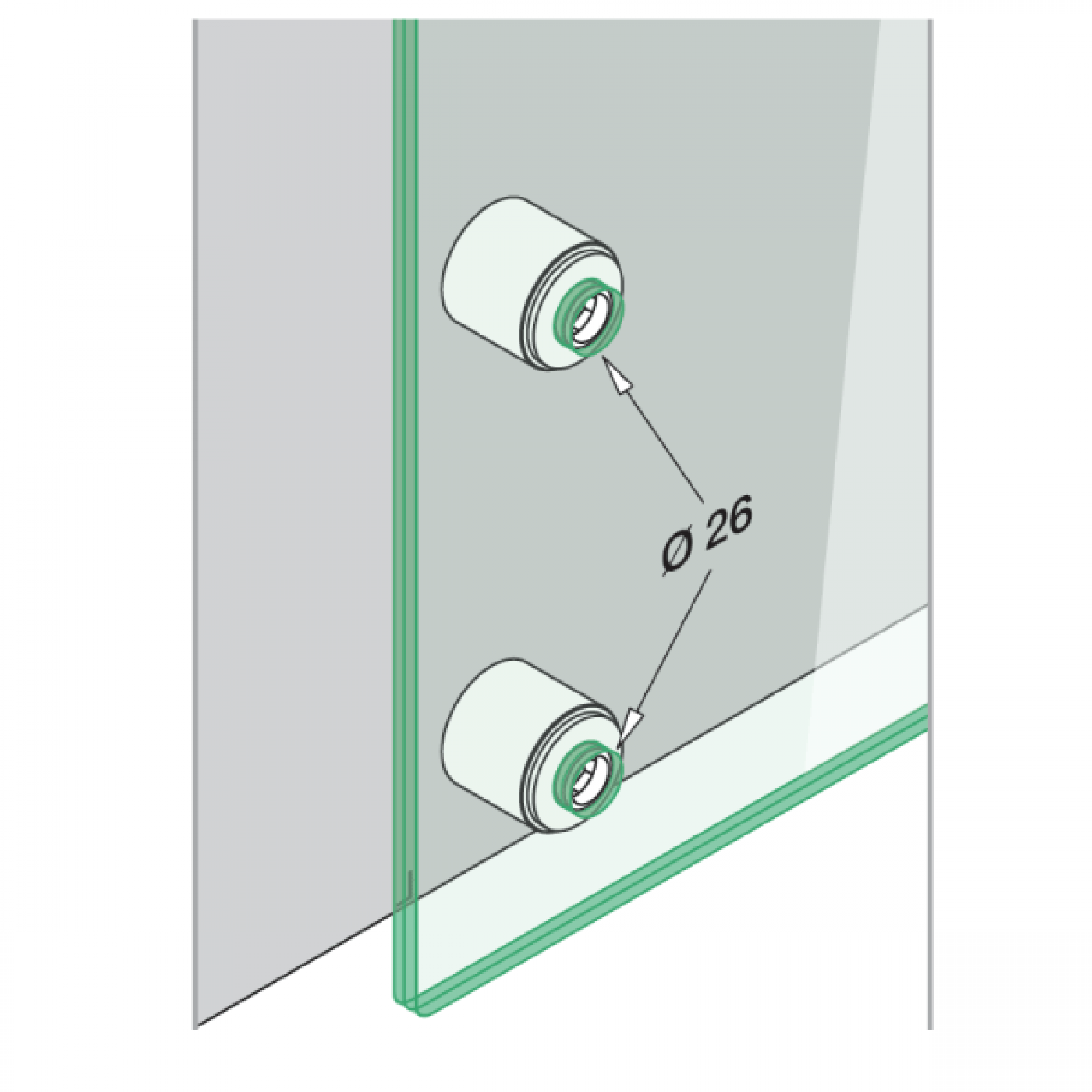 50mm Adjustable Point Fixture - 316SS - 30mm Standoff