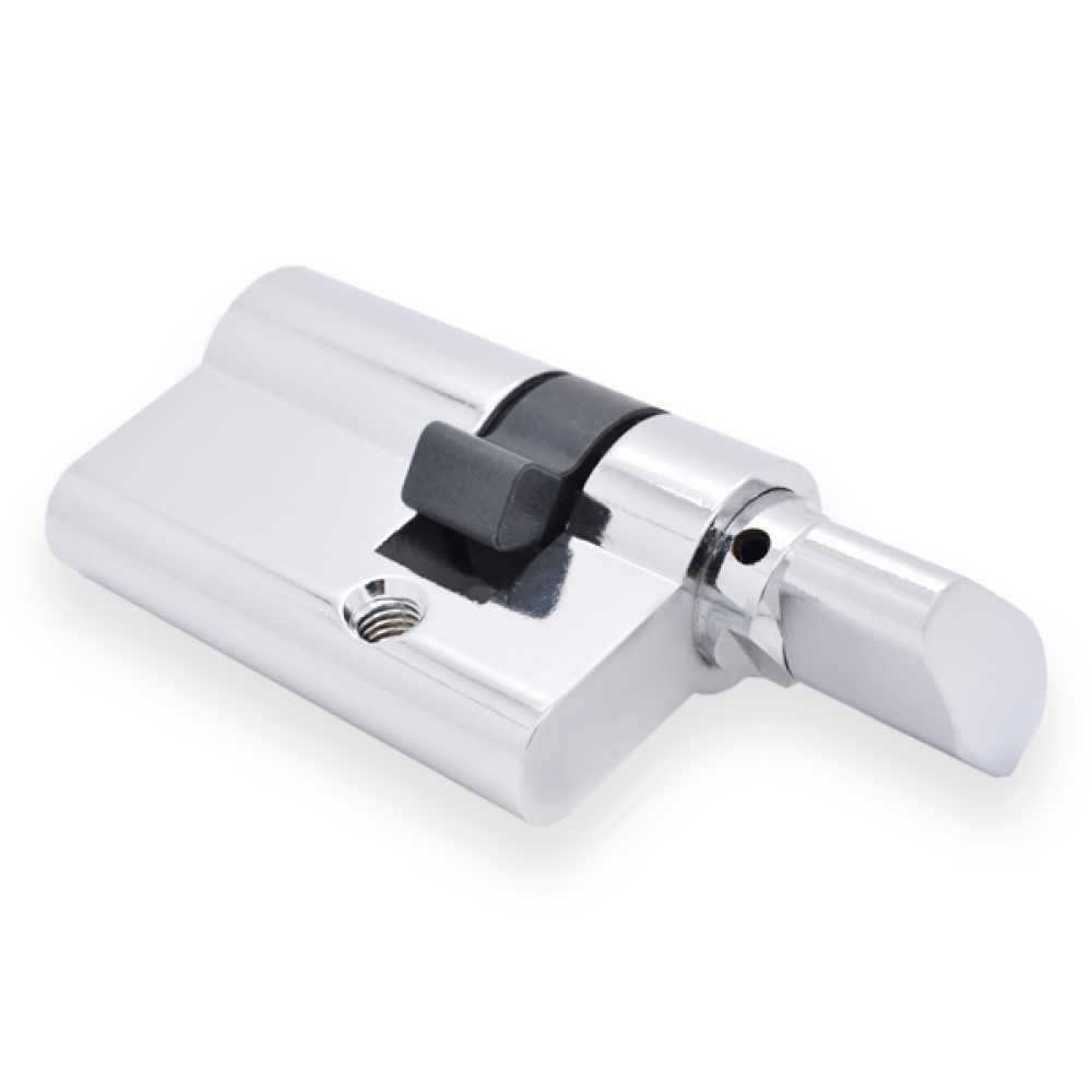 Half Europrofile Cylinder With Thumb Turn - Polished Chrome