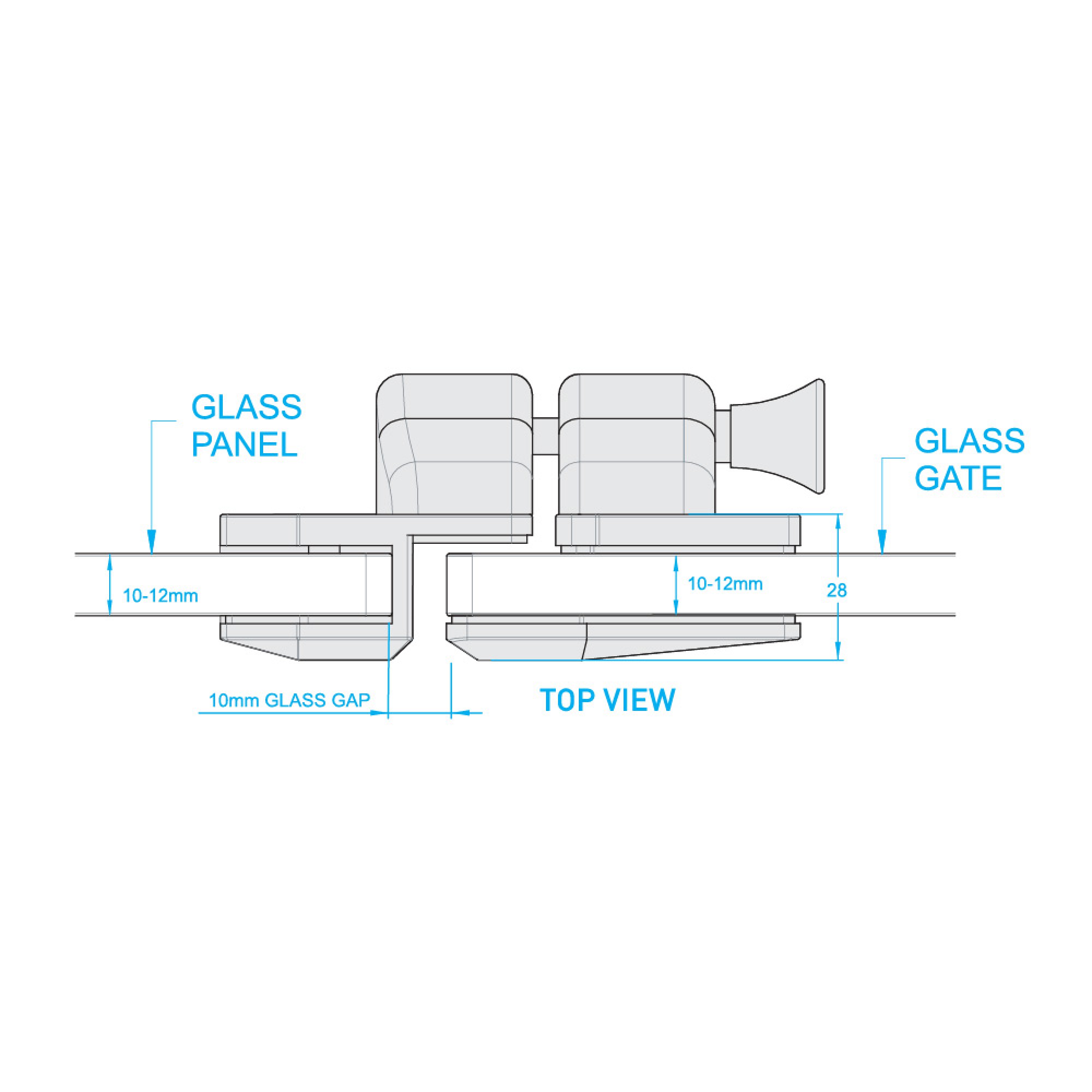 180 Degree Glass To Glass Latch Bracket - Black