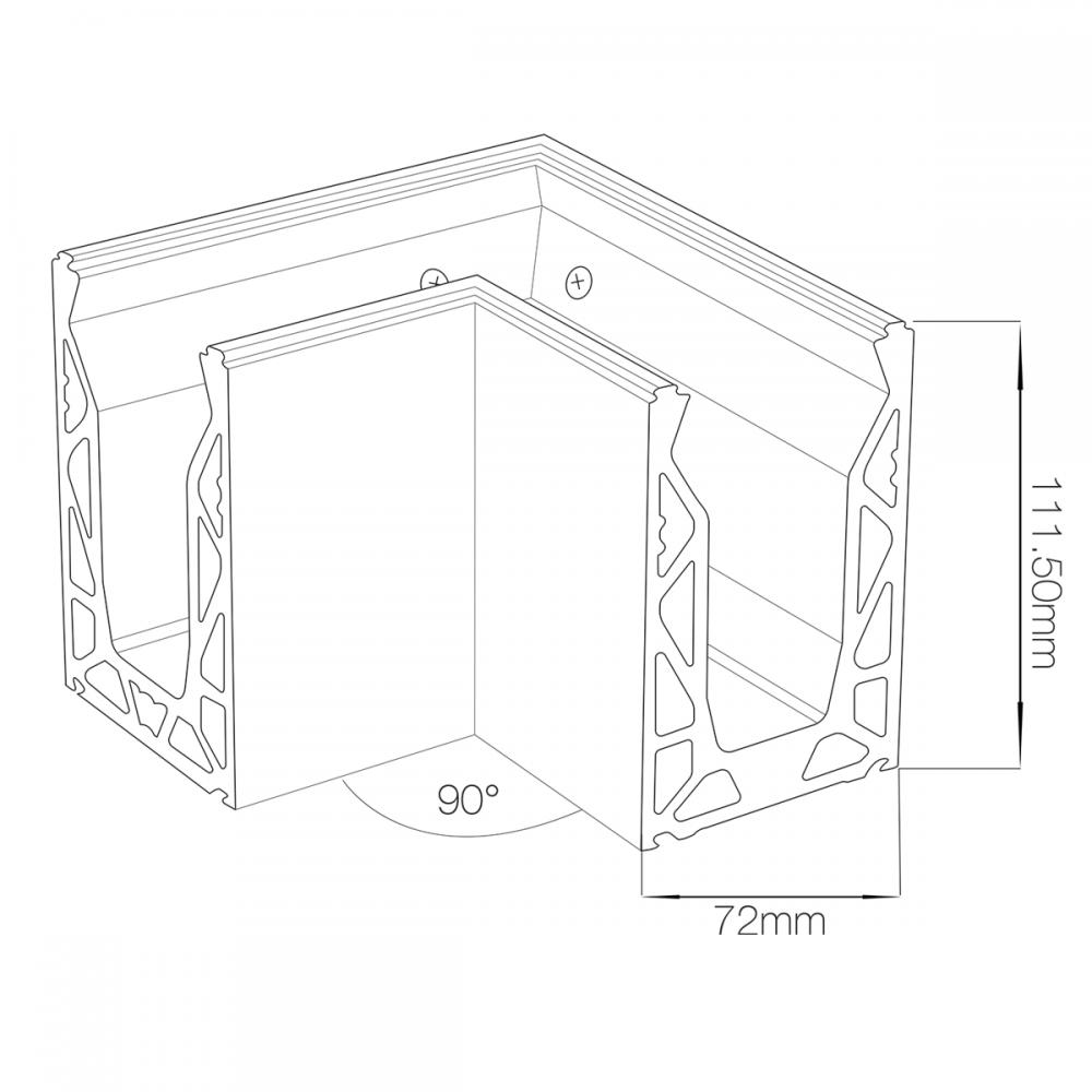 Crystal View Base Fix 90 Degree Corner