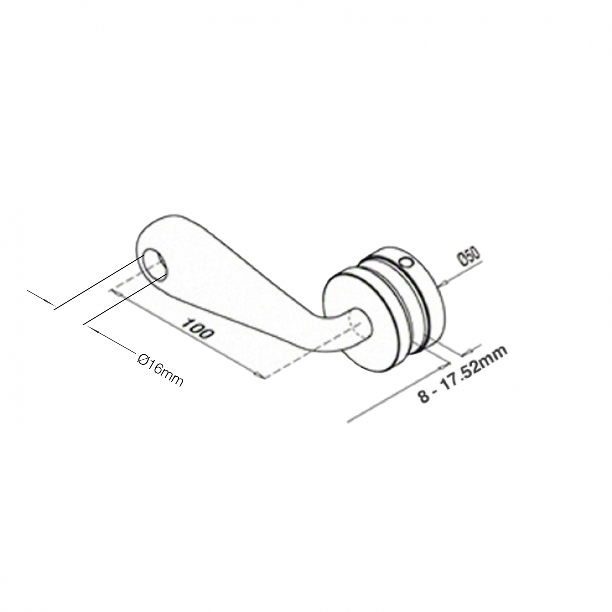 Glass Balustrade Spider Bracket - Single Arm - 8-17.52mm