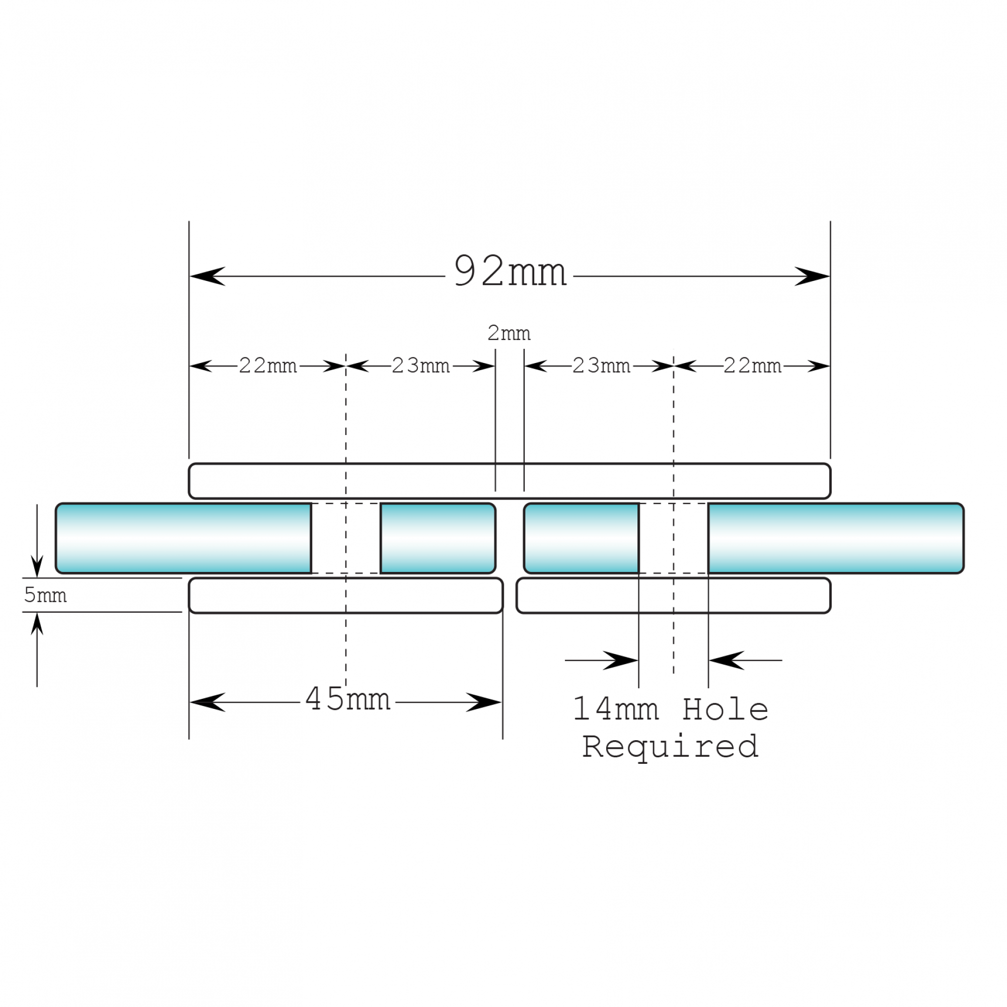 Glass To Glass Fixing - Satin Chrome
