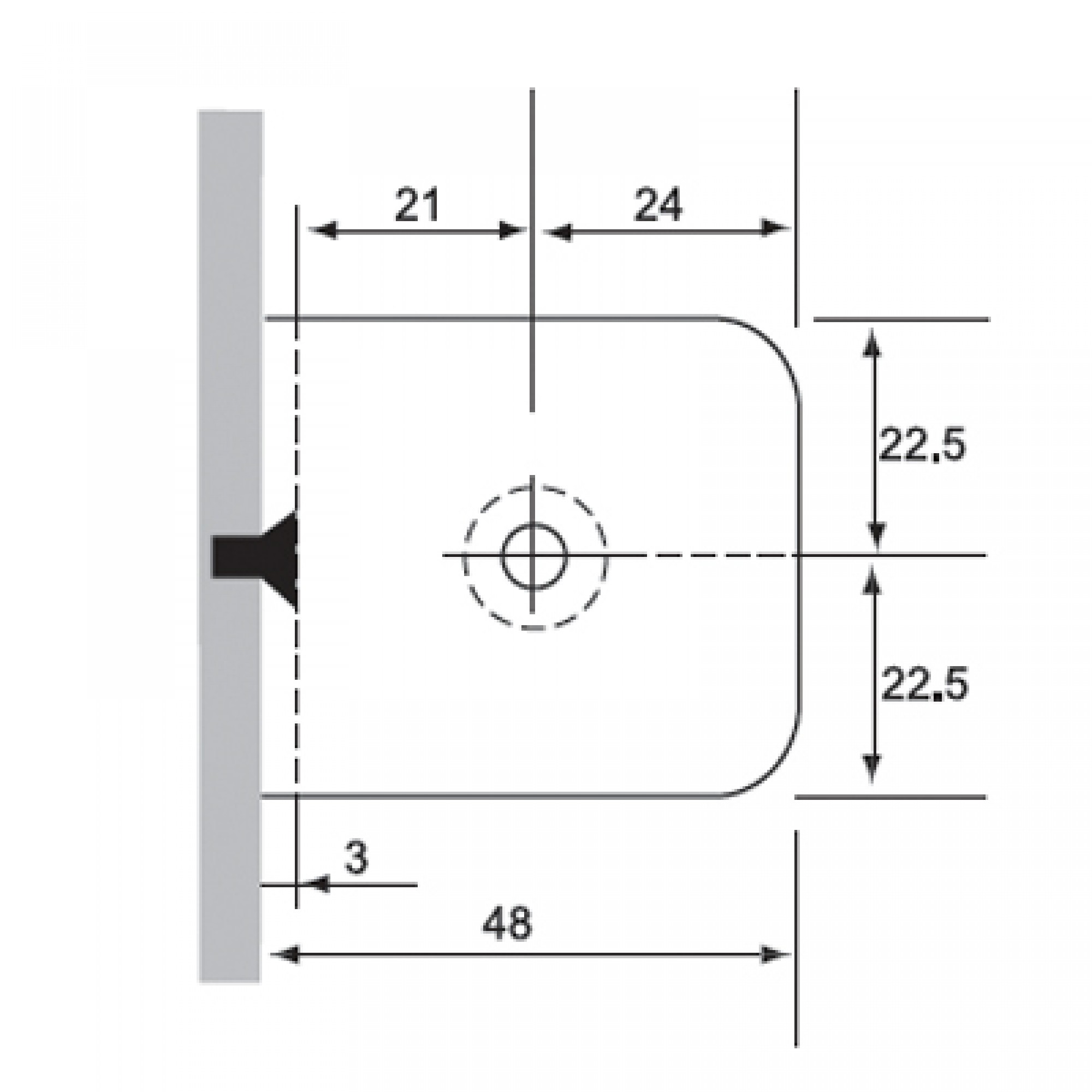Wall Mount Fixed Panel Glass Clamp _ Polished Chrome